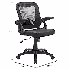 Modway Advance Mesh Ergonomic Computer Desk Office Chair in Black With Flip-Up Arms