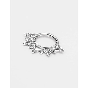 FANSING 16g Surgical Steel Septum Rings 8mm Lotus Septum Jewelry with Beaded balls Helix Piercing Jewelry 16 Gauge