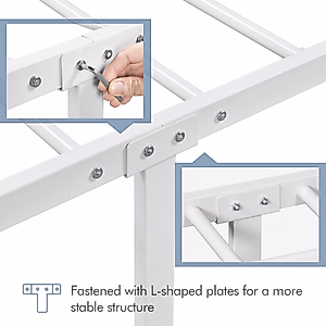 Yaheetech Metal Queen Size Bed Frame, Platform Bed Frame, Mattress Foundation with Curved Design Headboard & Footboard, NO Box Spring Needed, Heavy-Duty Support, Easy Assembly, Queen, White