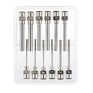 BOJACK 12 Pcs Dispensing Needle Tips 1 Inch Stainless Steel Blunt Tip Luer Lock Stainless Steel Blunt Needles (8, 10, 12, 14, 16, 18 Gauge)