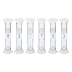 PATIKIL 2 Minute Sand Timer, 6Pcs Small Sandy Clock with Plastic Cover, Count Down Sand Glass for Games, Kitchen, Party Favors DIY Decoration, White