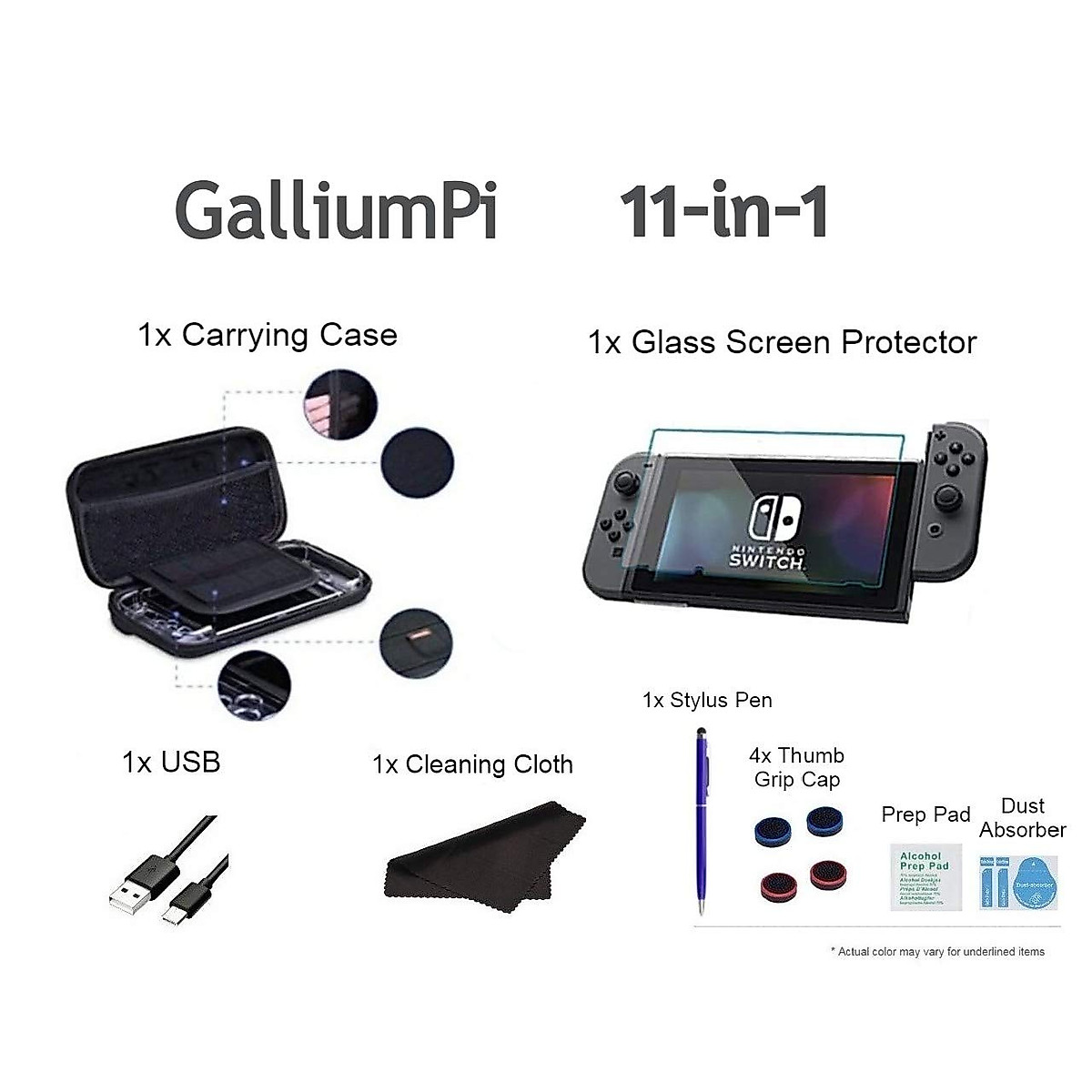 GALLIUMPI Newest Nintendo Switch Console with Gray Joy-Con + Game & Watch: Super Mario Bros - Family Holiday Bundle Deluxe 11-in-1 Accessories Kit for Switch