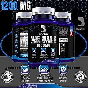 Blackbull MagMax Magnesium Complex 1200 mg -90 Capsules | L-Threonate, Glycinate, Citrate, Chelate, Bisglycinate, Malate, Aspartate, Taurate | Calm and Sleep