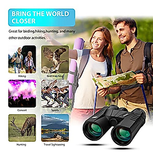 Uthlusty 12X42 Professional Binoculars for Adults with Harness Strap, HD High Powered Lightweight BAK4 Prism Binoculars for Bird Watching, Hunting, Travel, Hiking, Sports, Concerts