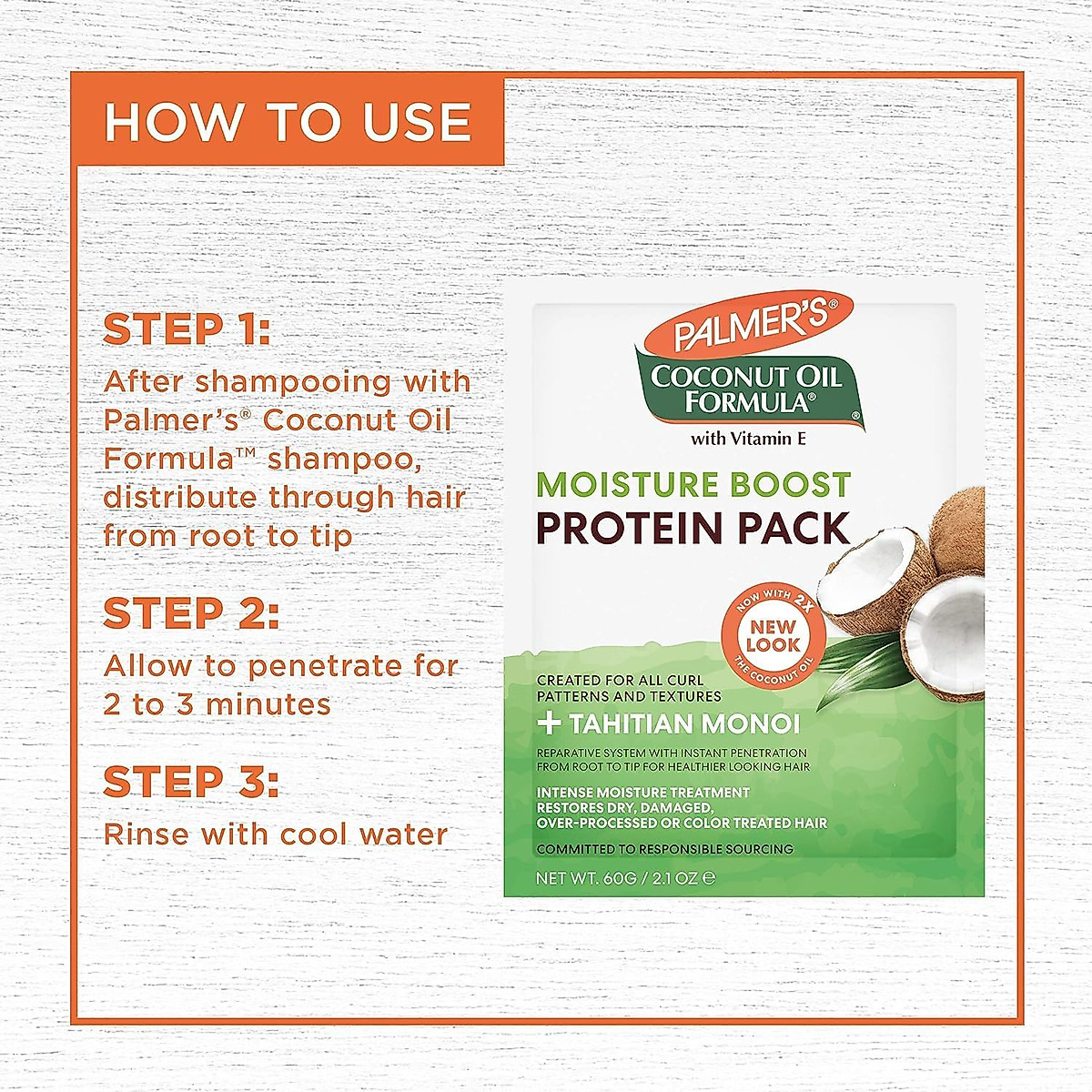 Palmers Coconut Oil Formula Deep Conditioning Protein Pack, 2.1 Oz (Pack of 4)