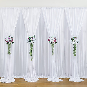 40 ft x 10 ft Wrinkle Free White Backdrop Curtain Panels, Polyester Photography Backdrop Drapes, Wedding Party Home Decoration Supplies
