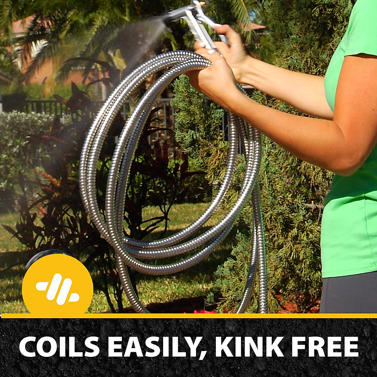 Bionic Steel 100 FT Garden Hose, 304 Stainless Steel Metal Water Hose 100Ft, Flexible Hose, Kink Free, Ultra Lightweight and Durable, Crush Resistant Fitting, Easy to Coil, 500 PSI - 2023 Model