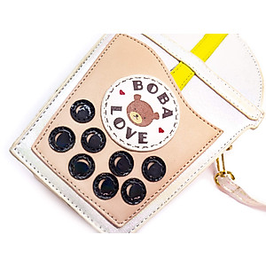 Bewaltz Novelty Handbags, Fun Shape Purse Chainstrap Holographic Tween Style Boba Love