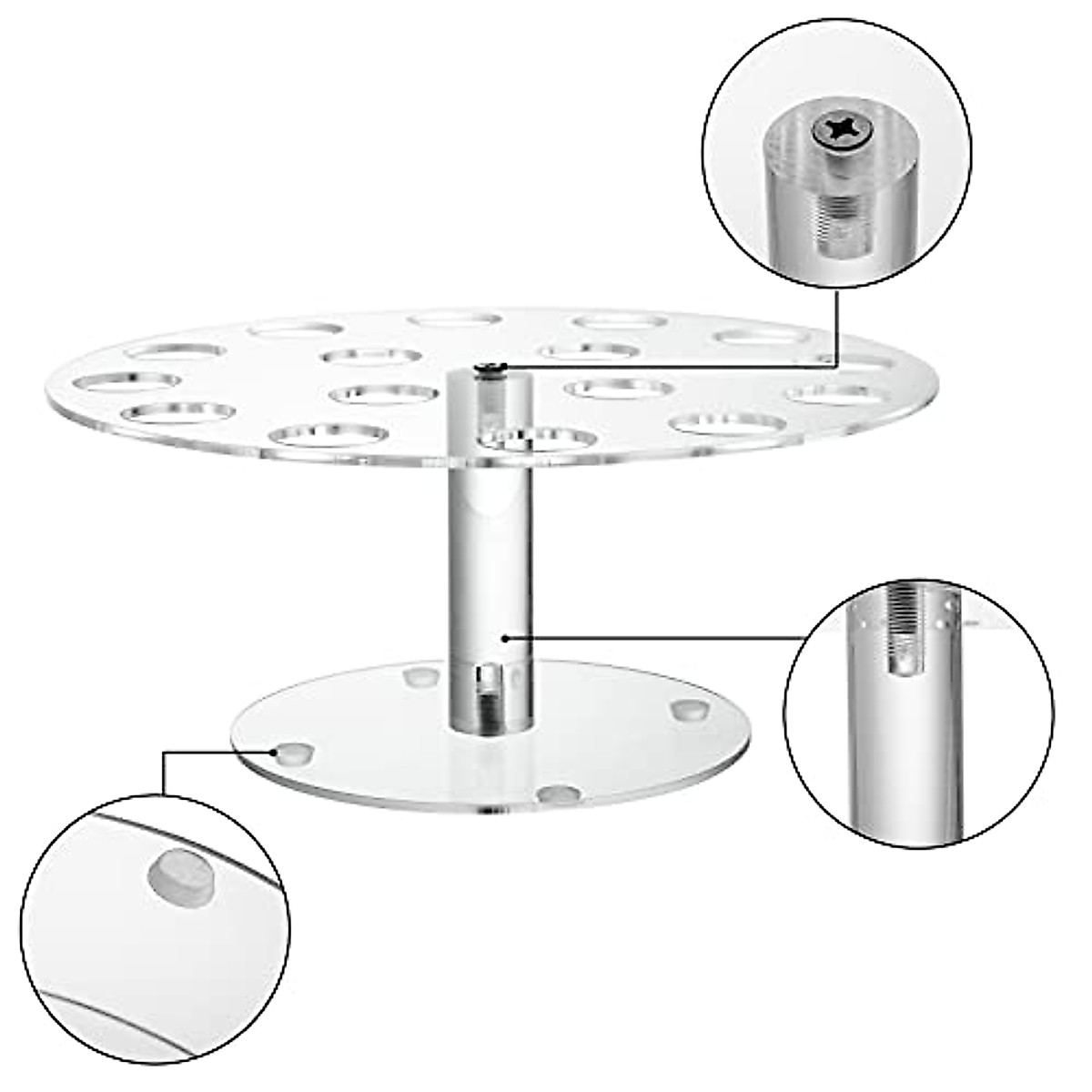 Peohud 2 Pack Ice Cream Cone Holder, 16 Holes Acrylic Ice Cream Cone Display Stand, Clear Waffle Hand Roll Sushi Display Rack for Weddings, Birthday Parties, Anniversaries, Round