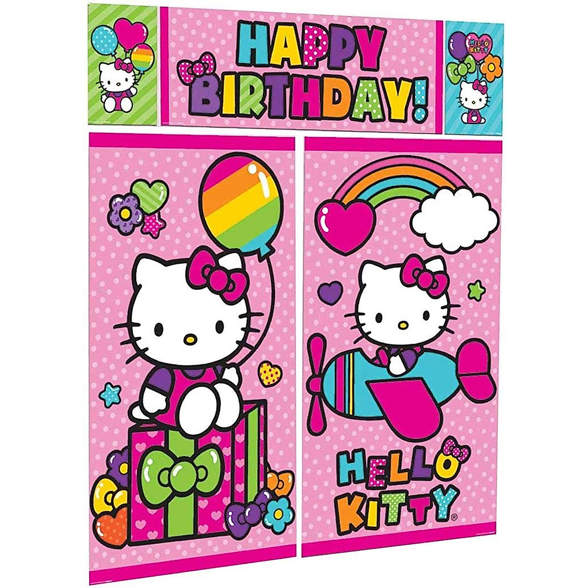 Amscan 670369 Scene Setters® Wall Decorating Kit | Hello Kitty Rainbow Collection | Birthday 59" x 65" 5 per package