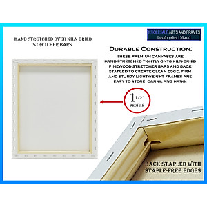 1-1/2" Gallery Depth White Stretched Canvas 24x36 2 Pack 13oz Professional Artist Quality, 100% Cotton, Art Supplies for Crafts, Gesso-Primed for Oil & Acrylic Hand Stretched in USA