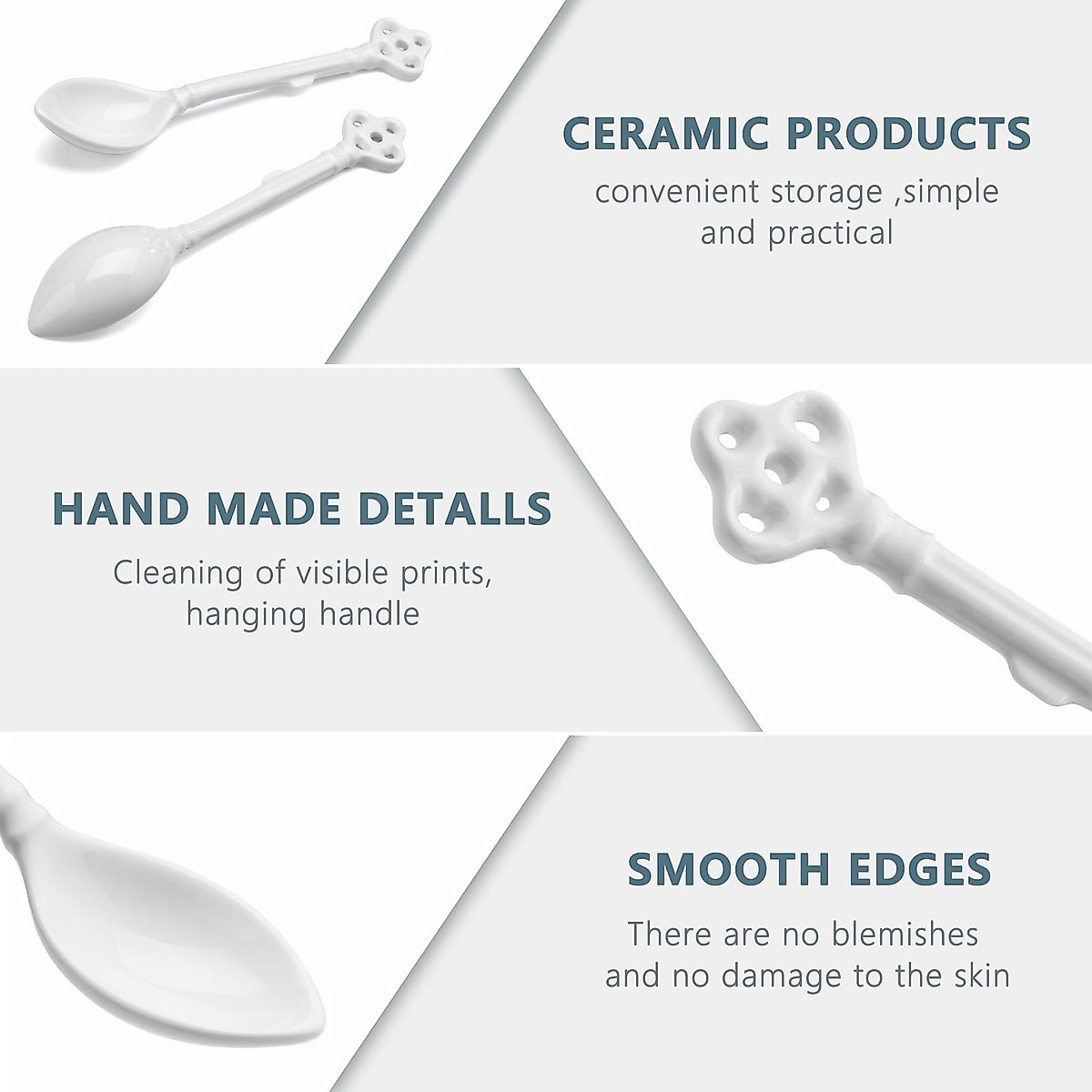 Espresso Spoons Set of 12, Ceramic Coffee Spoons, Long Handle Demitasse Espresso Spoons, Porcelain Small Coffee Stirring Spoon (White)