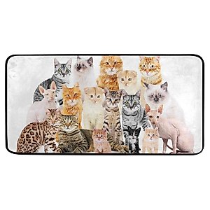 Animal Cat Pattern Kitchen Rug Mat Non Slip Anti Fatigue Standing Mat Runner Rug Washable for Kitchen Bathroom, 16x24 Inch