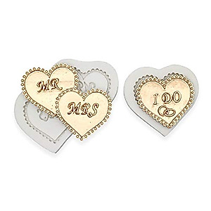 Xidmold 2pcs Heart Fondant Molds MR MRS I DO Silicone Cake Decorating Mold, Chocolate Candy Molds, Wedding Fonadnt Mold for Chocolate Candy Cupcake Gum Paste Polymer Clay