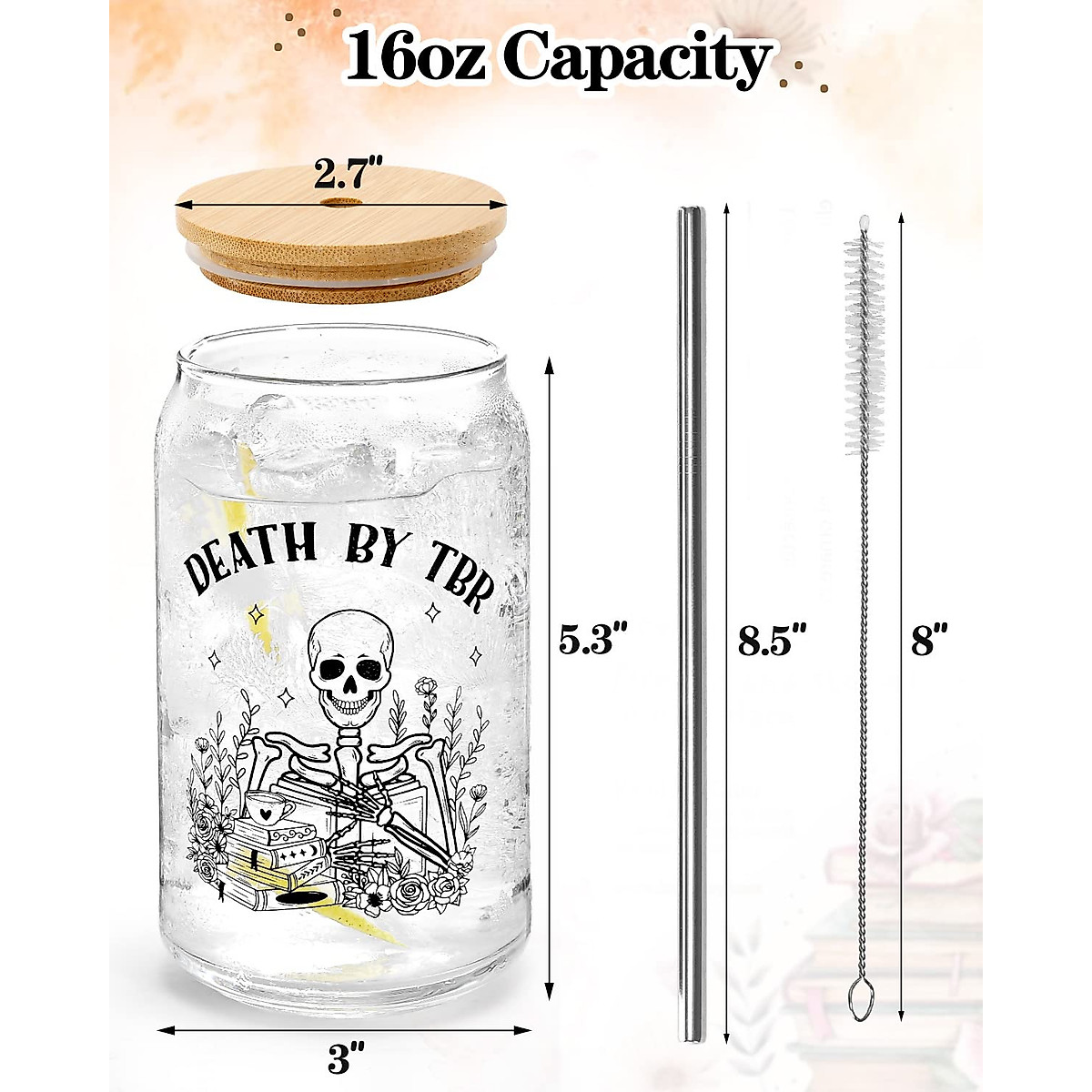 Tuitessine Bookish Gifts for Book Lover Readers Canvas Tote Bag Glass Cup Set Women Teacher Appreciation Gifts Family Birthday Presents