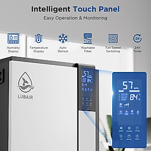 LUBAIR 190 Pint Commercial Dehumidifier for Basement with Drain Hose Dehumidifier for Large Room and 2.4 Gal Water Tank for Commercial Spaces to 7000 Sq.Ft.Auto Defrost.