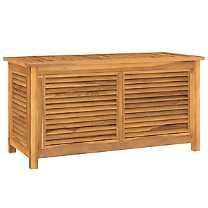 vidaXL Patio Storage Box with Bag, Solid Teak Wood 44.9"x19.7"x22.8", Rustic Charm, Ample Organizing Space, Versatile Use - Indoor and Outdoor Friendly.
