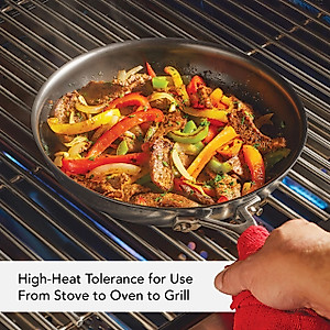 KitchenAid NITRO Carbon Steel Frying Pan/Skillet, Stainless Steel Handle, Compatible with All Cooktops, 10 Inch Open Fry Pan - Black