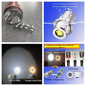 GLGYCB P13.5S PR2 LED Bulb Flashlight Replacement Led Conversion kit 2D 3D 4d Cell Bulbs 3W 3V 4.5V 6V for 2-4C&D LED Bulbs 4Pack