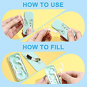 2 Pcs Portable Floss Dispenser, Dental Floss Dispenser with 124 Floss Pick, Refillable Floss Box Dispenser Portable Floss Pick Dispenser for Women Men Teeth Cleaning (Black & White)