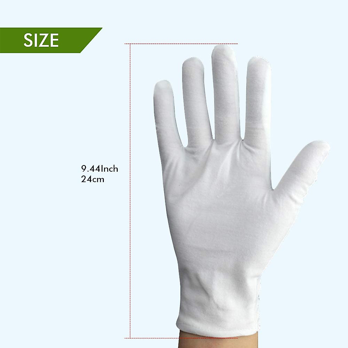 GRIMSON 10Pairs White Cotton Gloves Thickened Stretchable Glove SPA Gloves Inspection Gloves Moisturizing Eczema…