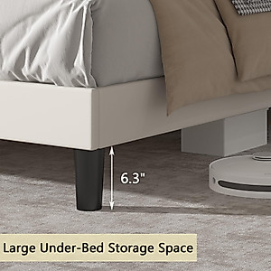 HOMBCK Queen Size Bed Frame with Led Lights, Led Bed Frame with Charging Station & Storage Shelf Headboard, White Velvet Upholstered Bed Frame with Diamond Tufted, No Box Spring Needed, Noise-Free