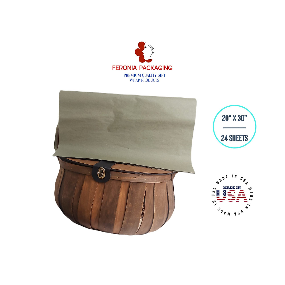 Tapestry Green Tissue Paper Squares, Bulk 24 Sheets, Premium Gift Wrap and Art Supplies for Birthdays, Holidays, or Presents by Feronia packaging, Large 20 Inch x 30 Inch