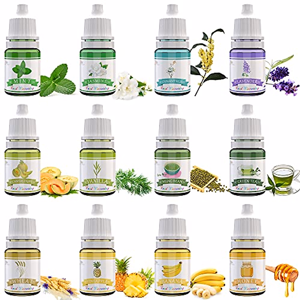 Food Flavoring Oil - 24 Pack Concentrated Flavor Oil for Baking, Cooking, Cosmetics - Liquid Lip Gloss Flavoring Oil Extract for Lip Balm, Drinks, Soap Making - Water & Oil Soluble - .2 Fl Oz Bottles