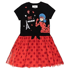 Miraculous Ladybug Little Girls Tulle Dress Black/Red 7-8