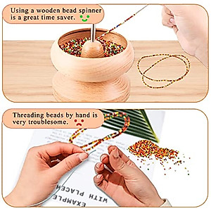 hobbyworker The Upgrade Version Wooden Bead Spinner with 2 Pcs Big Needles,8000 Pcs Seed Beads and 1 Surprise Gift Pack for Jewelry Making Tools,Quickly Stringing Beads Tool