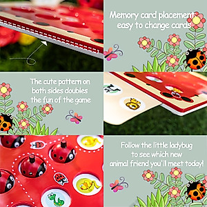 KidEwan Ladybug's Garden Memory Game, Educational Toys for Kids Ages 3 and Up, Memory Matching Board Game with Double-Sided Cards, Preschool Learning Toy for Toddlers Boys Girls