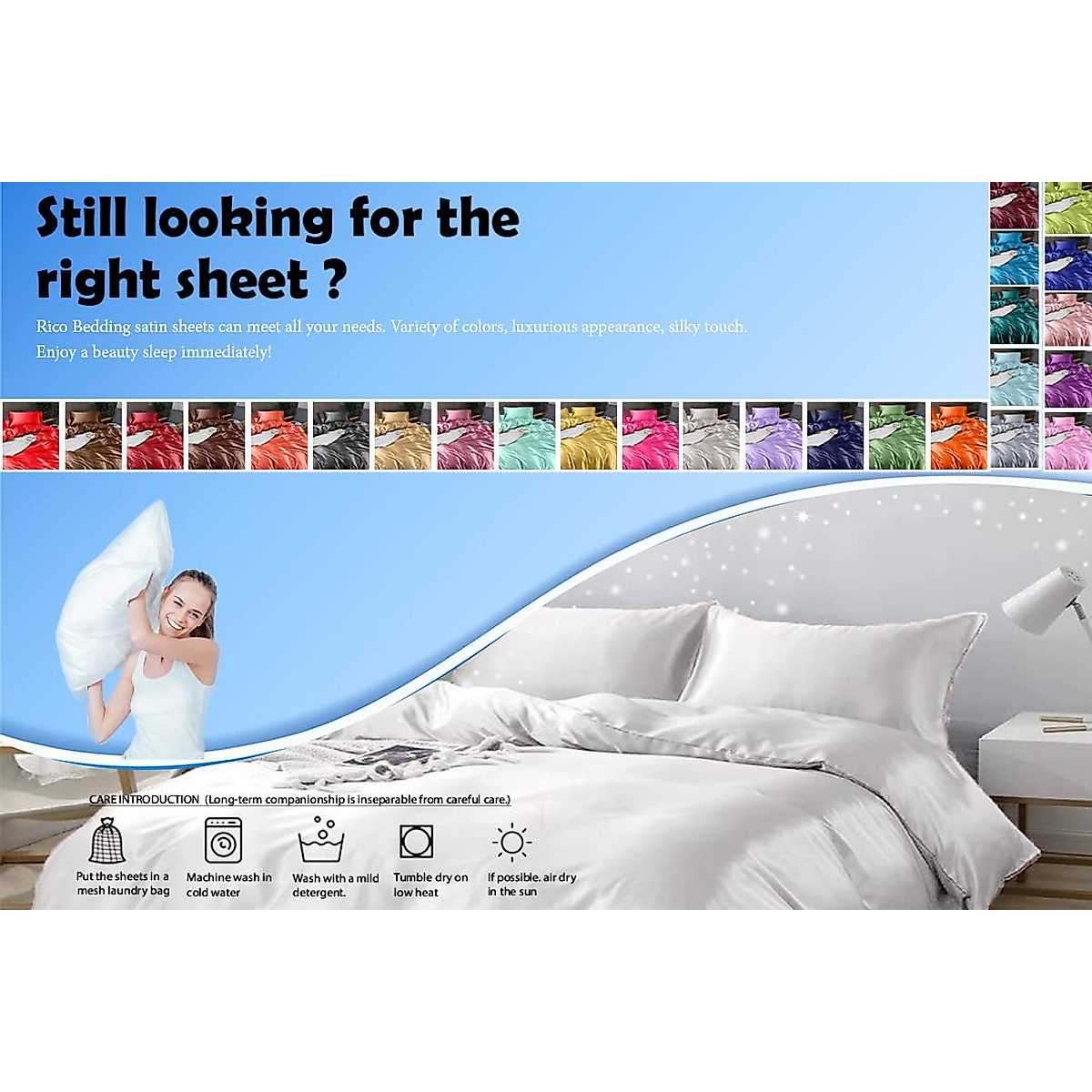 Rico Bedding 7 Pc Silk Satin Sheets| Silk Satin Duvet Cover| Silk Flat Sheet & Deep Pocket Fitted Sheet Set| Silky Smooth Pillowcases| Comfy & Luxurious Sheets Set|(Orange/California King)