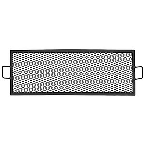 Sunnydaze X-Marks Fire Pit Cooking Grate - Outdoor Rectangle Black Steel BBQ Campfire Grill with Handles - 40-Inch