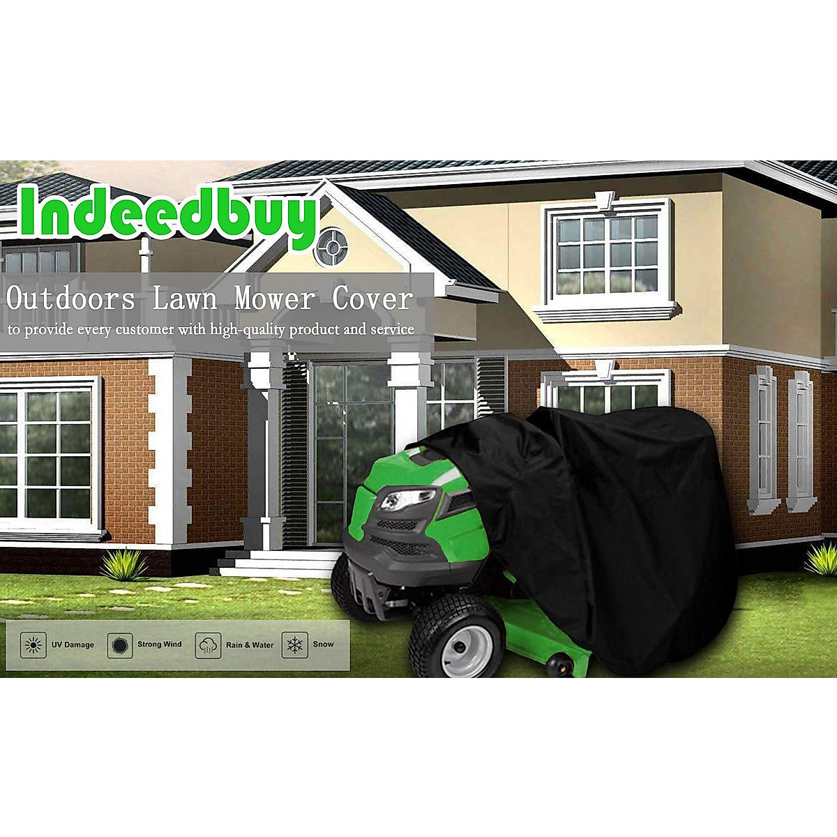 Indeed BUY Riding Lawn Mower Cover, Waterproof Tractor Cover Fits Decks up to 54",Heavy Duty 420D Polyester Oxford, Durable, UV, Water Resistant Covers for Your Rider Garden Tractor 72"L x 54"W x 46"H