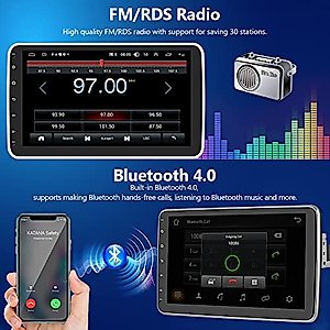 Android Stereo Hikity Single Din Car Stereo 10" HD Capacitive Vertical Rotatable Touch Screen Car Radio with Bluetooth GPS & Backup Camera, Car Audio Receivers Support WiFi Subwoofer Mirror Link