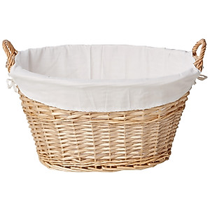 Household Essentials ML-5569 Willow Wicker Laundry Basket with Handles and Liner | Natural Brown