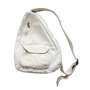 Canvas Sling Bag Backpack, Crossbody Shoulder Chest Bag with Adjustable Strap for Men Women Travel Hiking (White)