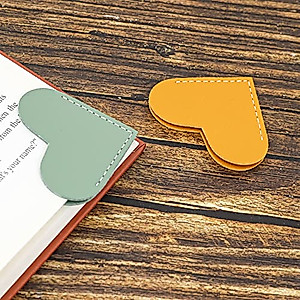 Leather Heart Bookmark,2 pcs Book Marks for Women,Book Accessories for Reading Lover,Handmade Bookmarks for Book Lovers,Page Corner for Women