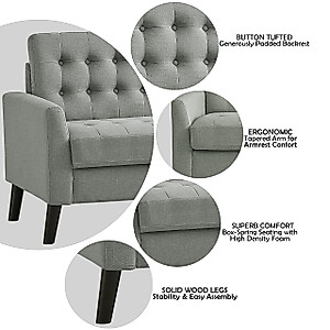 Rosevera Alderbrook Loveseat Long para Sala Love Seats Furniture Sofa in a Box Small Area Couches for Living Room, Standard, Light Grey