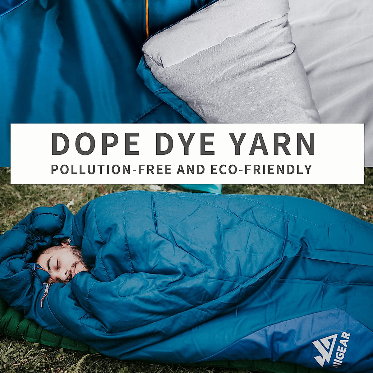 Unigear Camfy Bed 30°F Sleeping Bag – Premium Comfortable Sleeping Bag for Adults and Kids – Lightweight Portable for 3 Season Camping(Light Blue, Regular)