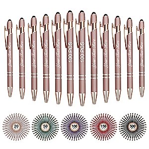 MESHELEY Personalized Pens Custom with Name Text in Bulk 100 Customized Ballpoint Pens with Free Engraving Gift for Women Men Business Wedding Graduation Baby Shower