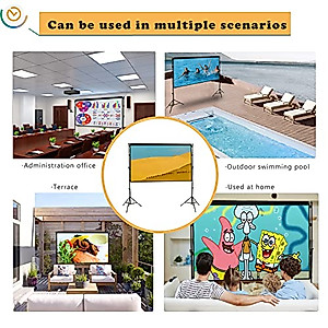 IDGDXR Projector Screen with Stand Foldable Portable Projection Screen 16:9 4K HD Only Front Projections Movies Screen with Carry Bag for Indoor Outdoor Home Theater Backyard Cinema Office Meeting