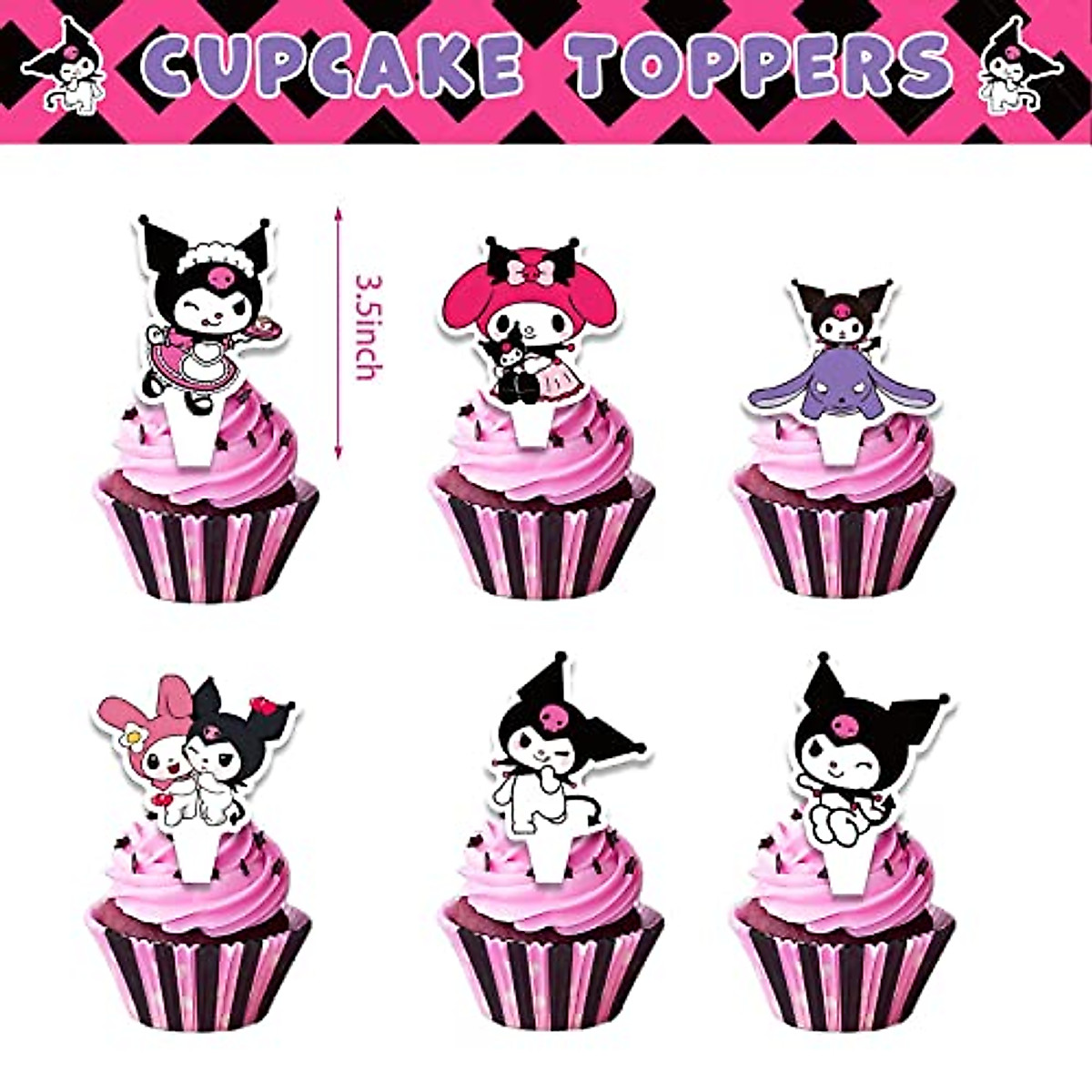 Educatgame Kawaii Birthday Decorations - Set of 37,Kawaii Party Decorations,Kawaii Party Supplies Include Cute Cartoon Anime Cake Topper,Cupcake Topper,Latex Balloons,Foil Balloons and Banner