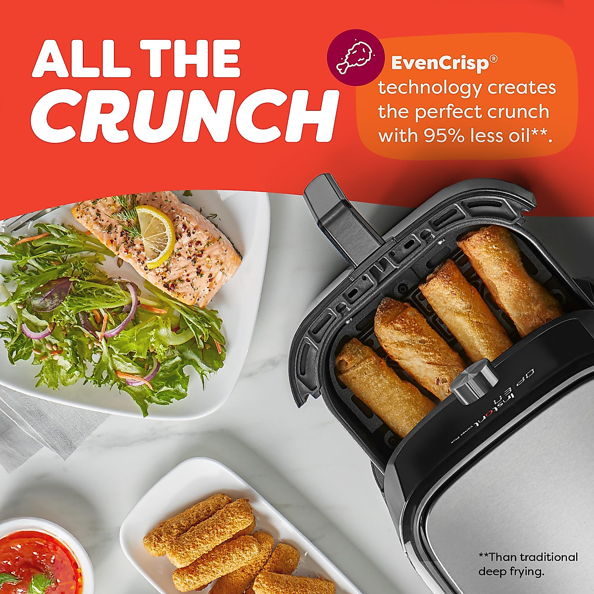 Instant Vortex Plus 6-in-1, 4QT Air Fryer Oven, From the Makers of Instant Pot with Customizable Smart Cooking Programs, Nonstick and Dishwasher-Safe Basket, App With Over 100 Recipes, Stainless Steel