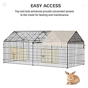 PawHut 7.2' Small Animal Playpen with Cover, Multifunctional Metal Pet Exercise Pen Large Metal Chicken Coop, Outdoor Bunny Pen, Easy to Store & Set-up, Beige