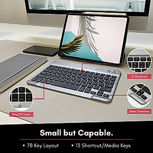 Macally Backlit Bluetooth Keyboard (Universal 7 Colors, Small, Portable) for iPad Pro/Mini, iPhone, Android, Kindle Fire, Samsung Note 9 - BTBLTABKEYSG