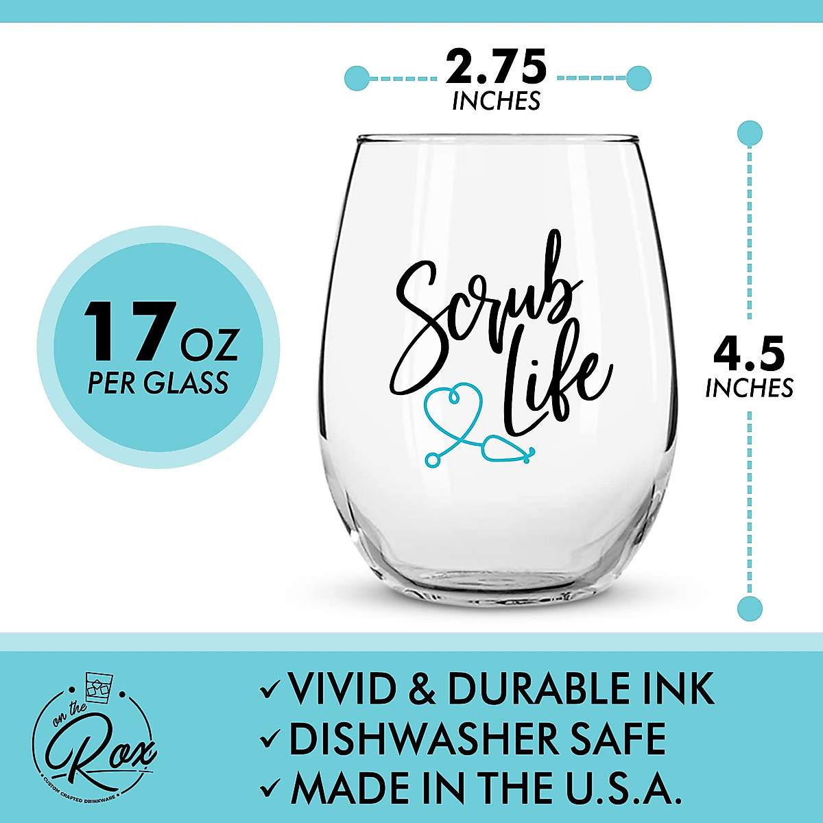 Nurse Gifts For Women Funny Wine Glass 2 Pc Set - 17 Oz Stemless Wine Glass - Funny Nurse Practitioner Gifts RN Nurses NICU Nurses and Student in Nursing School - Great for Coworker Appreciation Gift