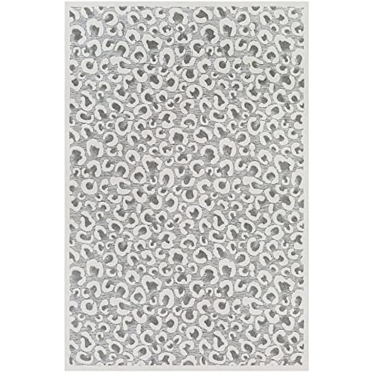 Mark&Day Animal Print Rugs, 5x7 Vossen Modern Indoor Outdoor Cheetah Leopard Cream Area Rug, Non Shedding White Blue Black Carpet for Patio, Porch, Deck, Living Room, Bedroom or Kitchen (5'3" x 7'3")