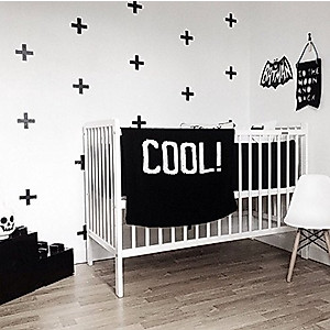 72pcs /Pack Swiss Cross Wall Decal - Home Decor Wall Sticker-Plus Sign Cross Stickers for Kids Nursery Bedroom YYU-13(Black 6.5cm)