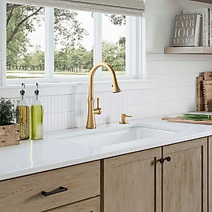 Kohler R28706-SD-2MB Kaori Single Handle Kitchen Faucet with Pull Down Sprayer and Soap Dispenser, Vibrant Brushed Moderne Brass